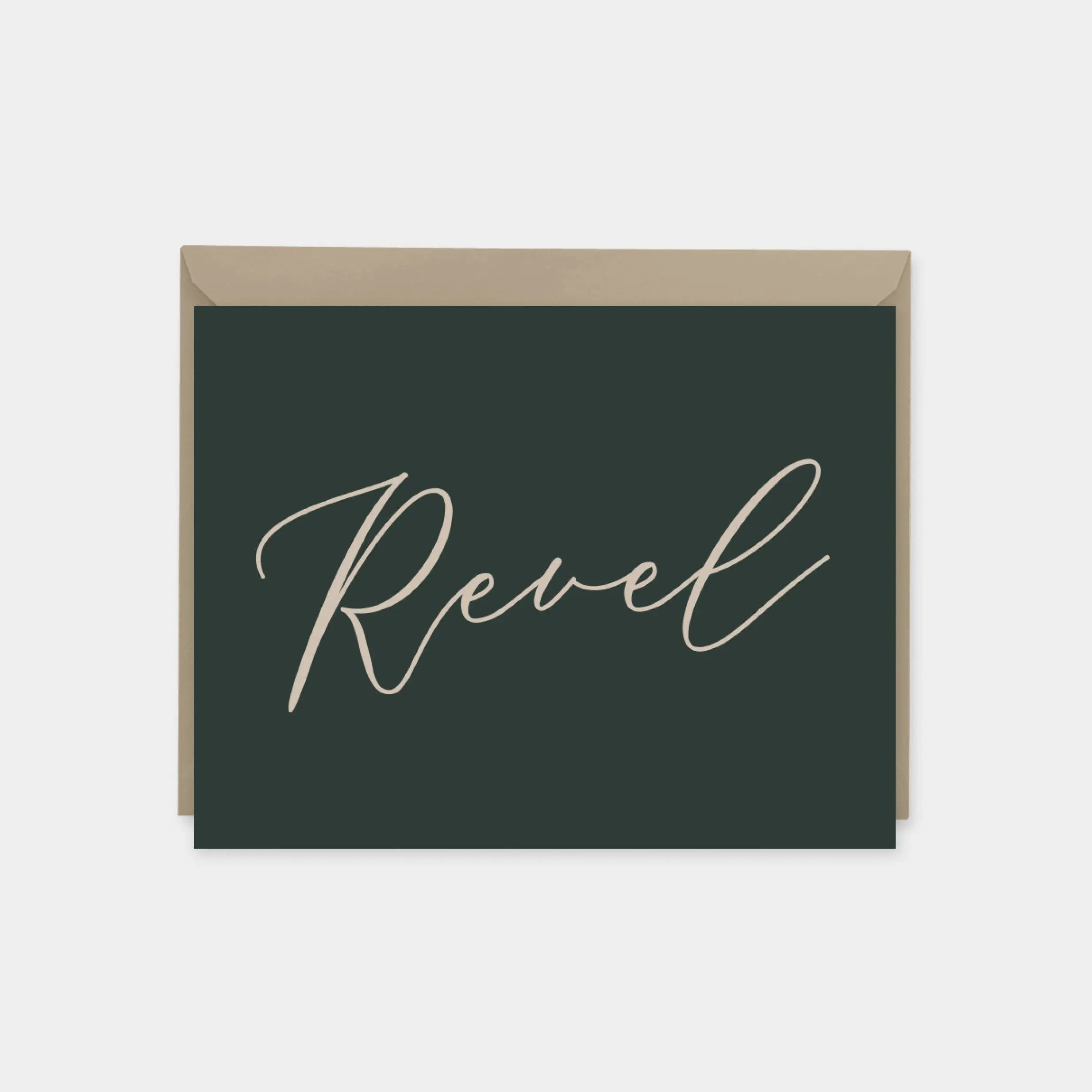 "Revel" Script Dark Invitation Card at The Design Craft